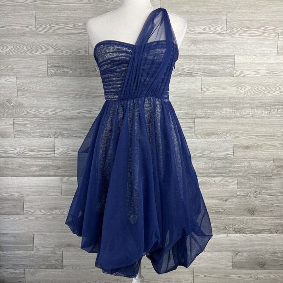 BCBGMaxAzria | Dresses | Bcbgmaxazria One Shoulder Dress Gown Evening ...